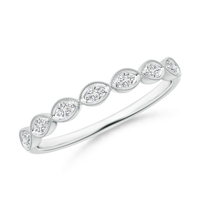 Floating Round Diamond Semi Eternity Wedding Band for Her | Angara