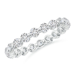 Floating Round Diamond Semi Eternity Wedding Ring for Her | Angara