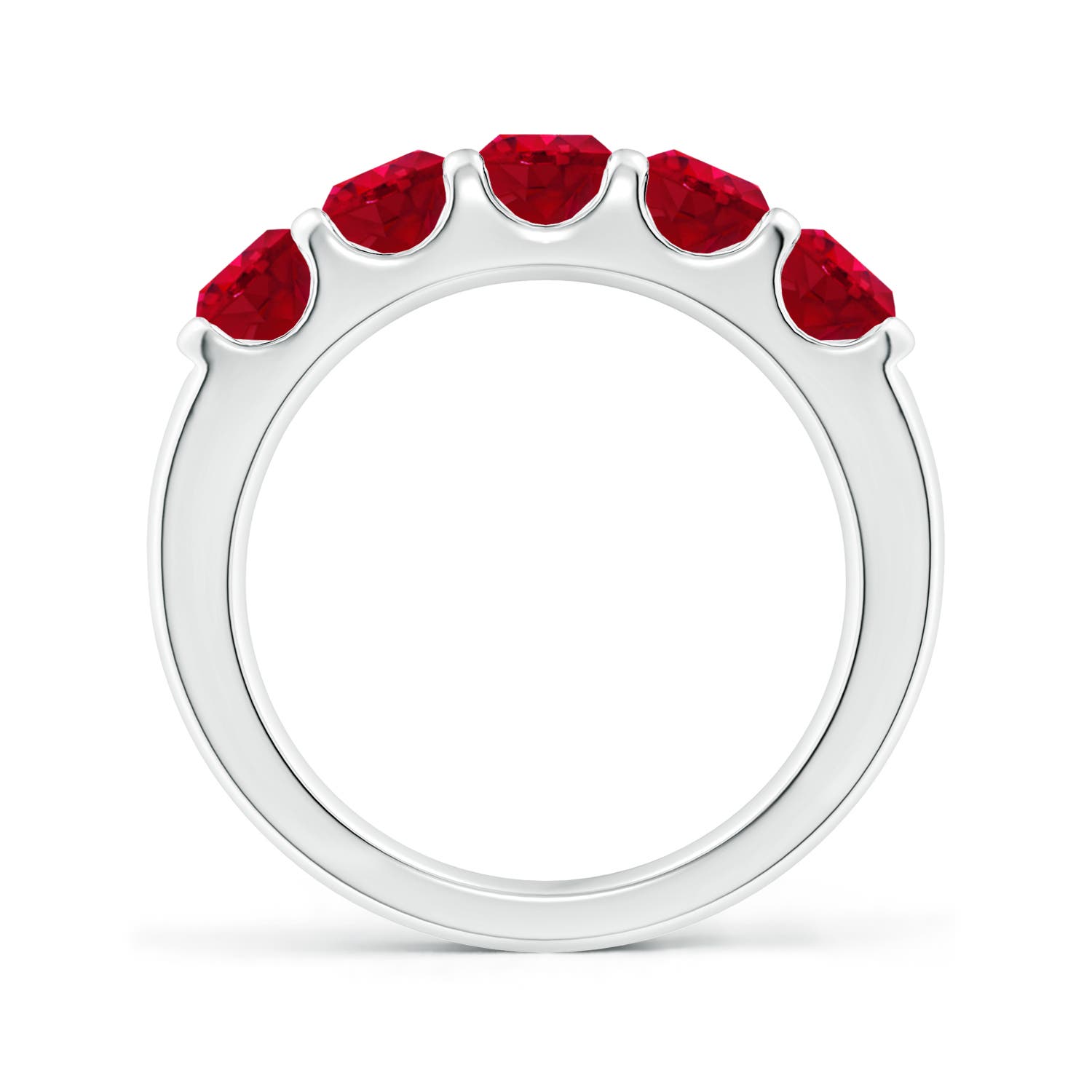 Shared Prong Set Half Eternity Ruby Wedding Band