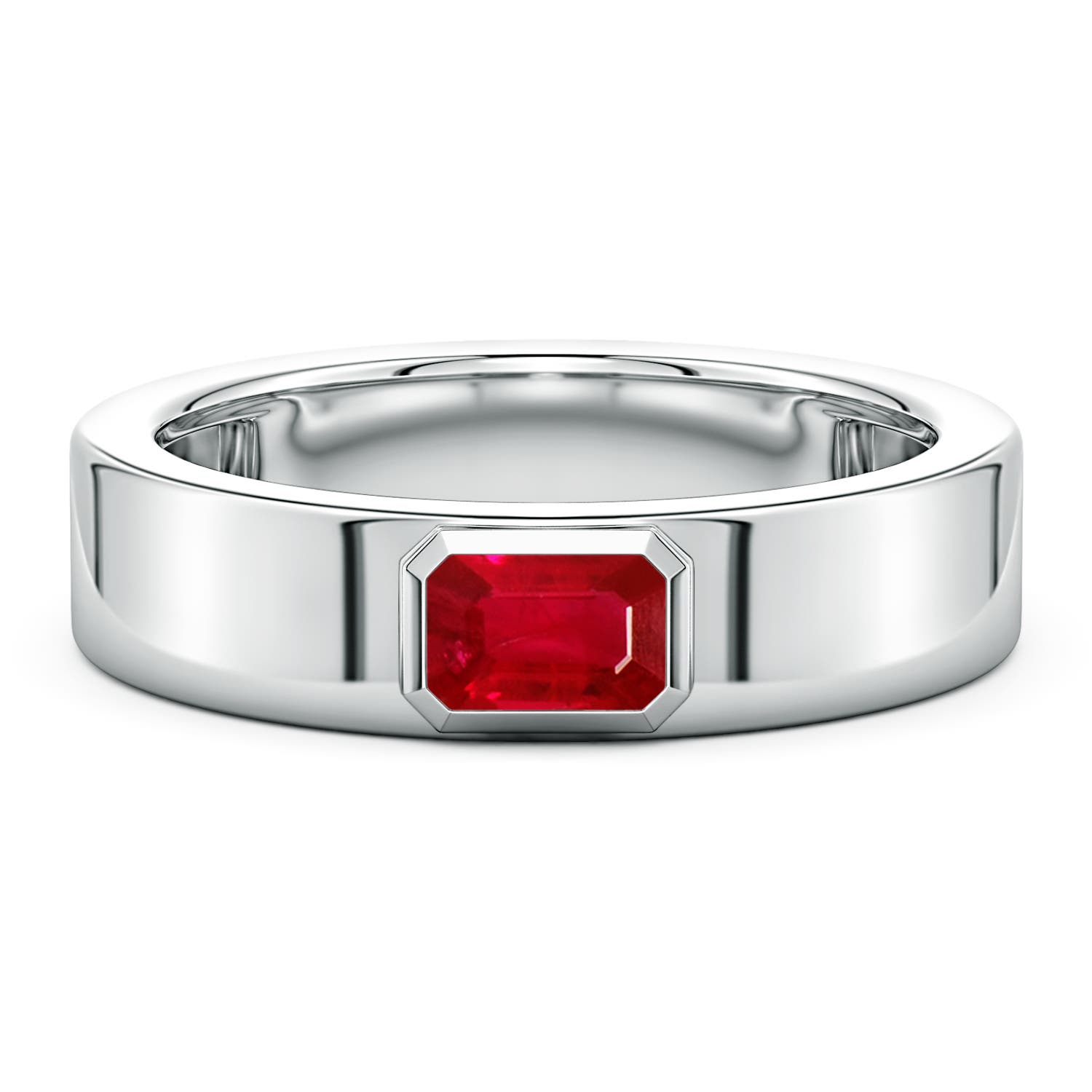 East-West Emerald-Cut Ruby Men’s Ring