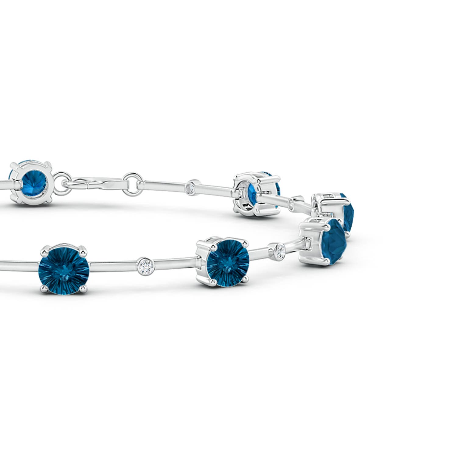 Prong-Set London Blue Topaz and Bezel-Set Diamond Station Bracelet