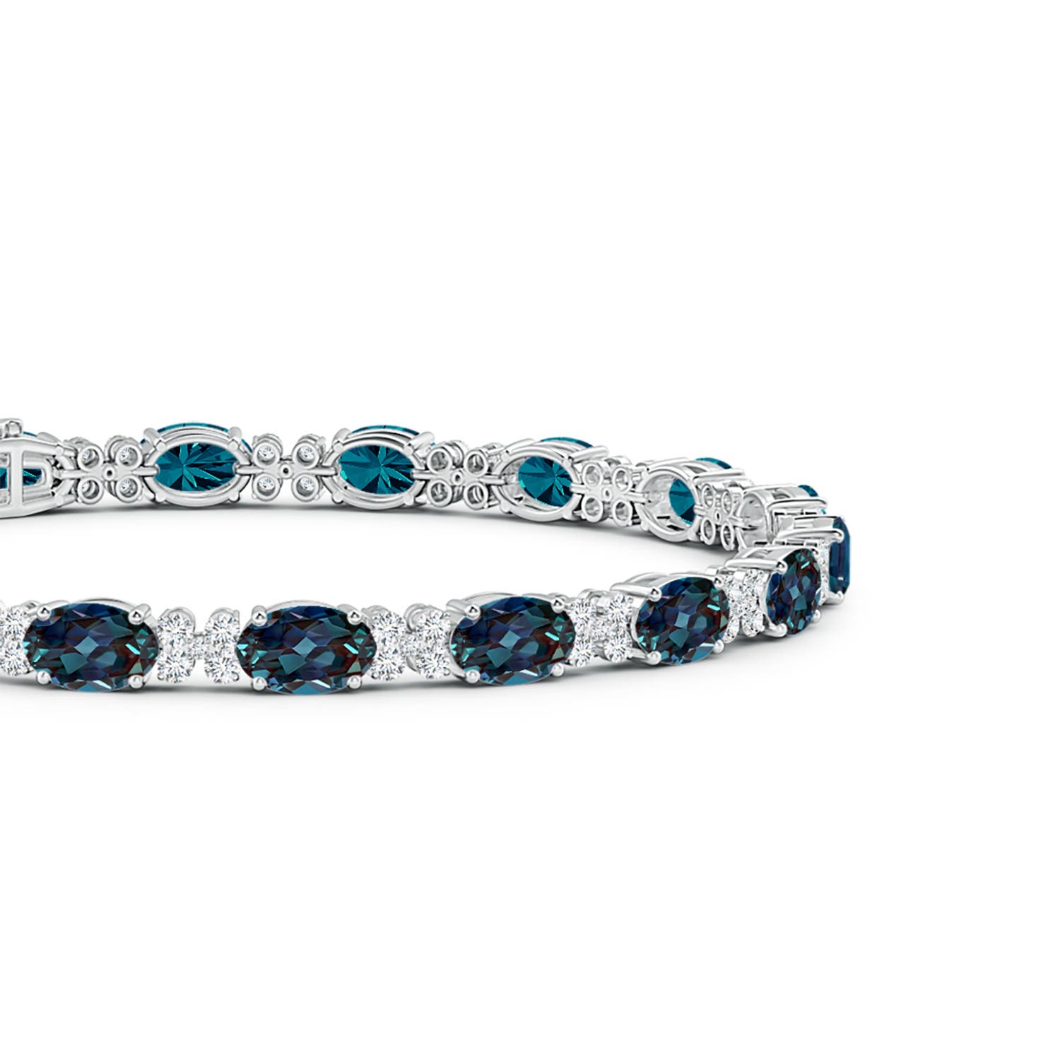 Oval Lab-Grown Alexandrite Tennis Bracelet with Diamonds