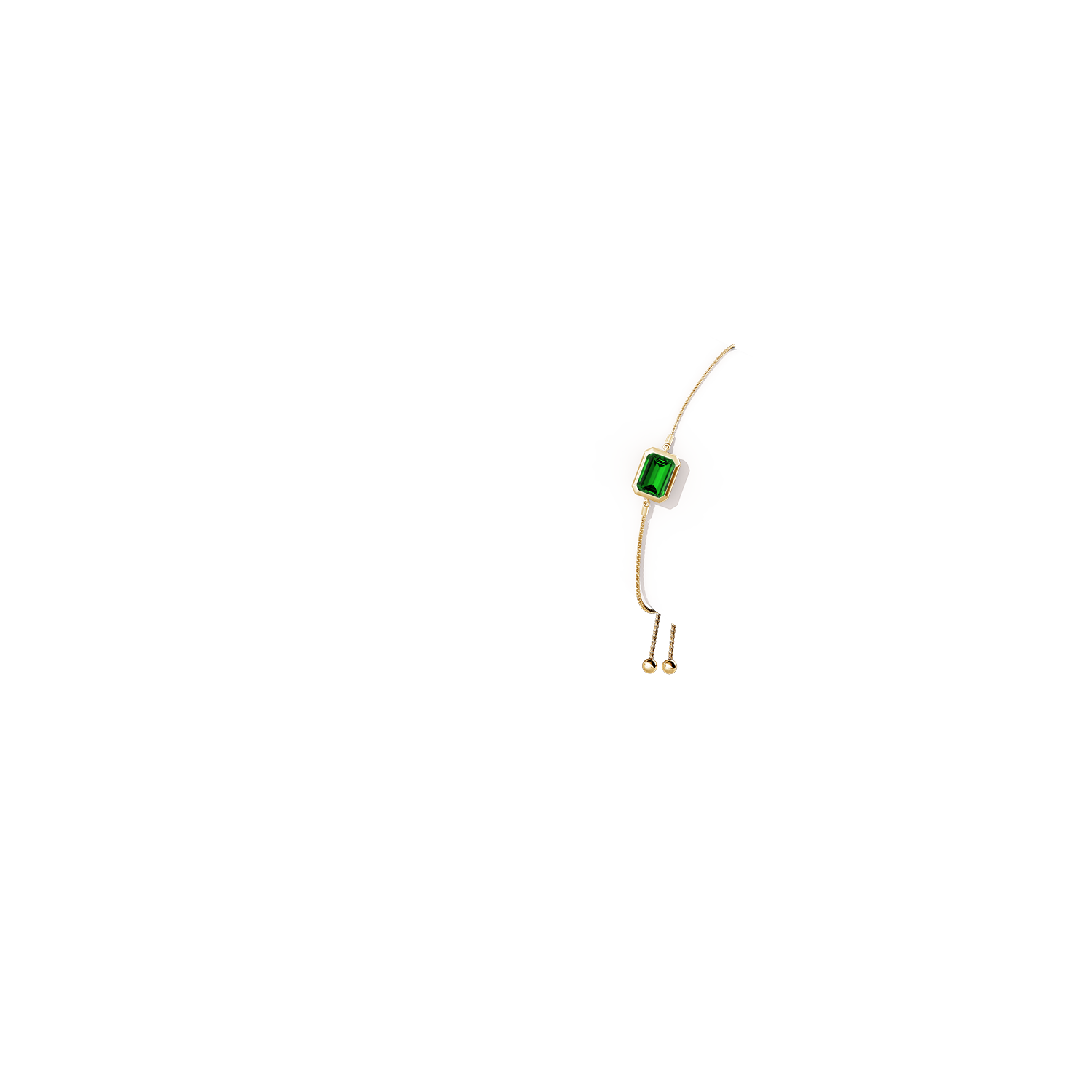 Lab-Grown Horizontally Set Emerald-Cut Emerald Bolo Bracelet