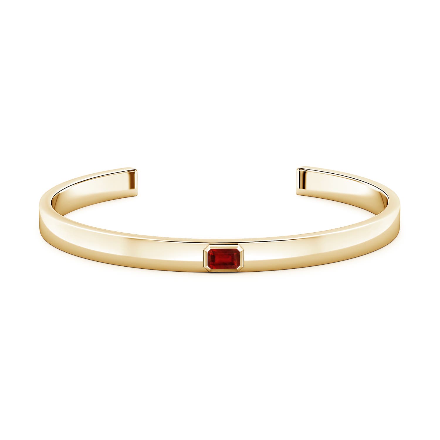 East-West Emerald-Cut Lab-Grown Ruby Men’s Cuff Bracelet