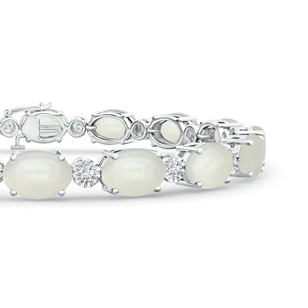 Oval Moonstone Stackable Bracelet with Illusion Diamonds