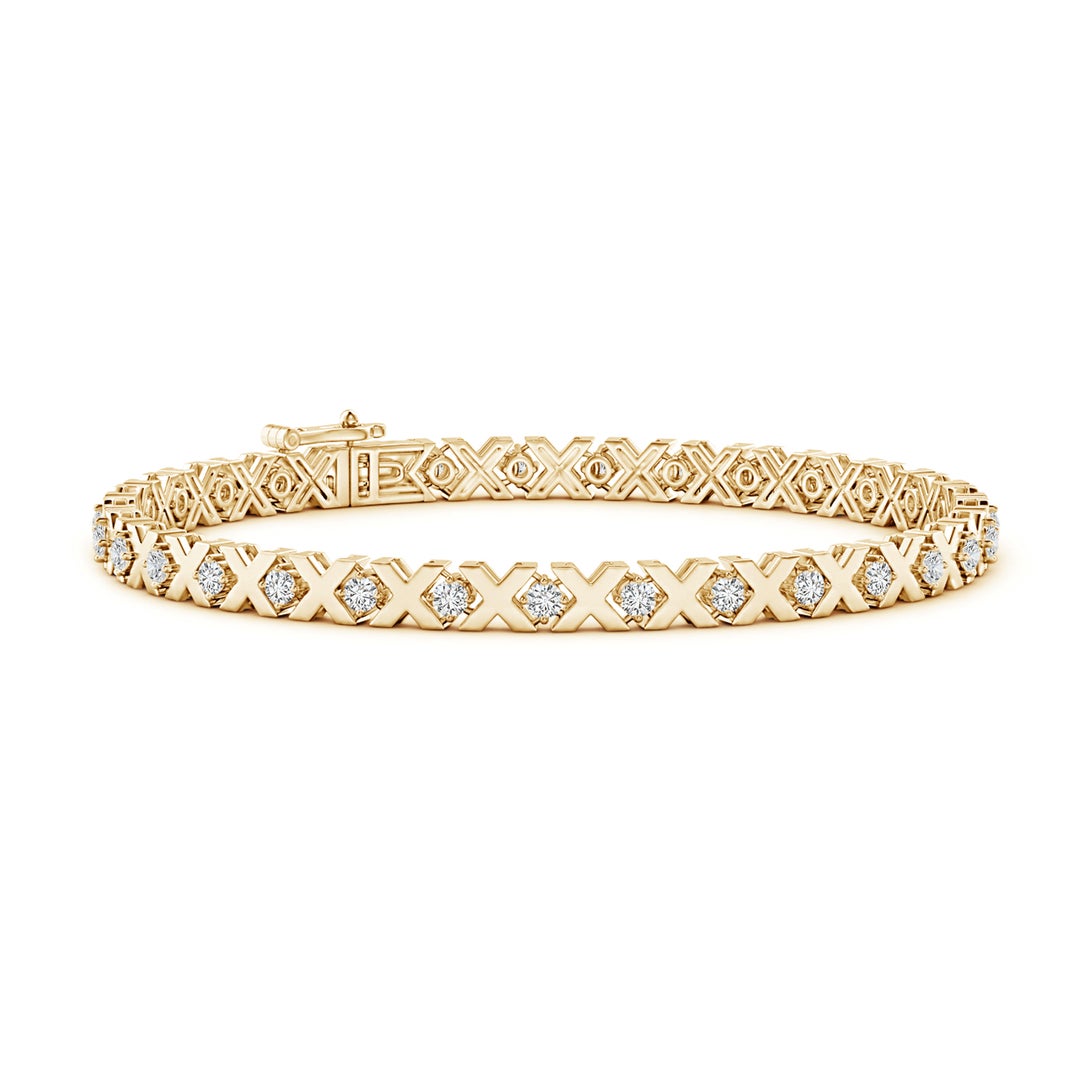 Round Diamond 'X' Motif Stackable Bracelet