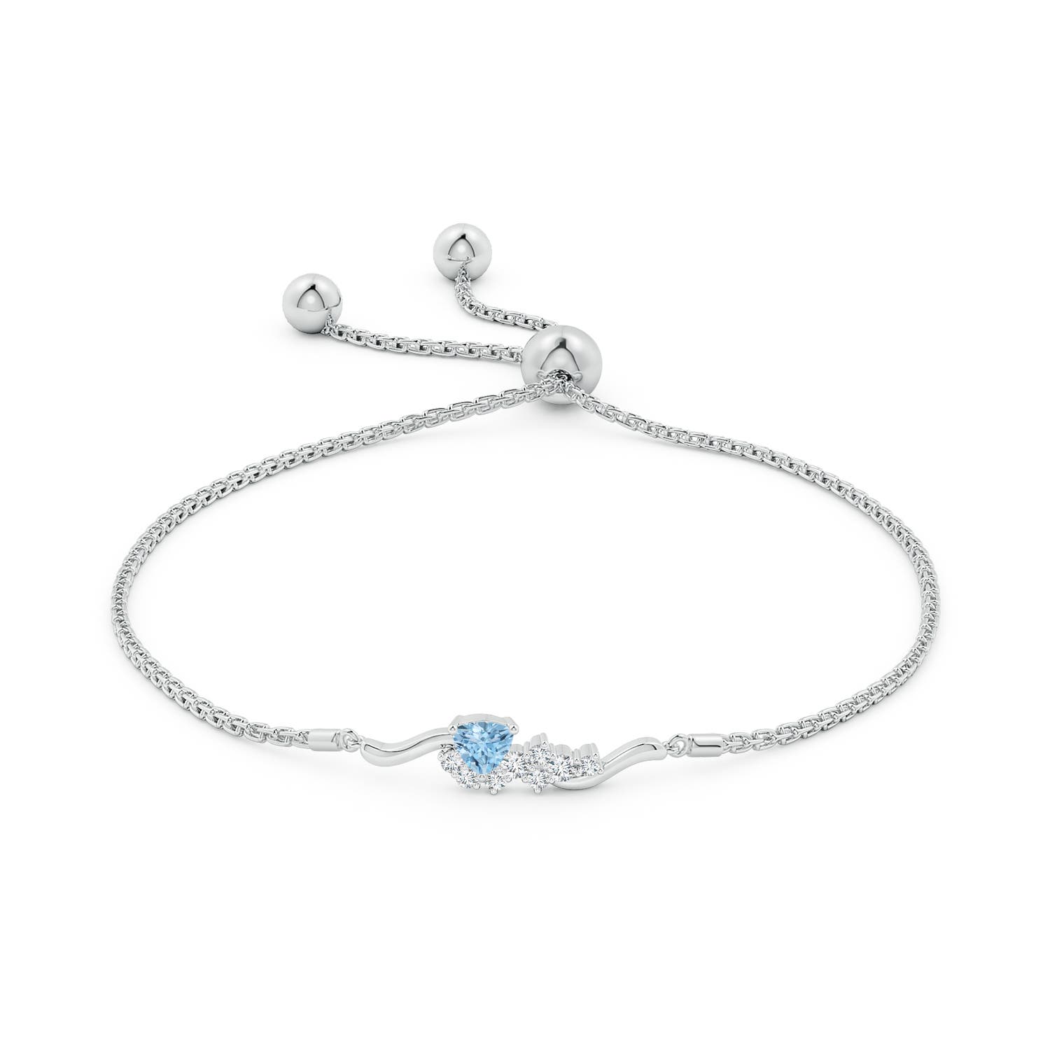 Trillion Aquamarine Pisces Bolo Bracelet with Diamond Cluster