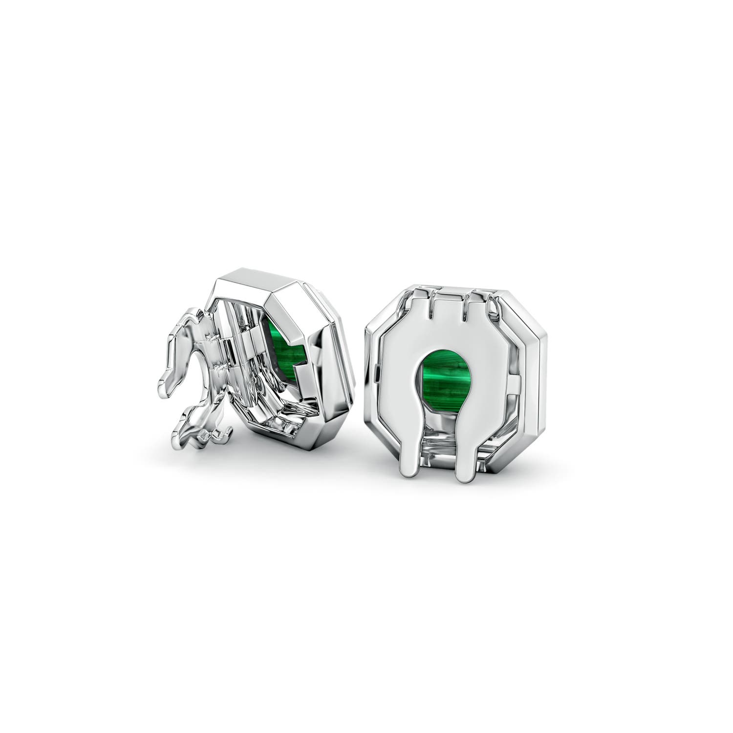Square Emerald-Cut Malachite Men’s Octagon Button Cover