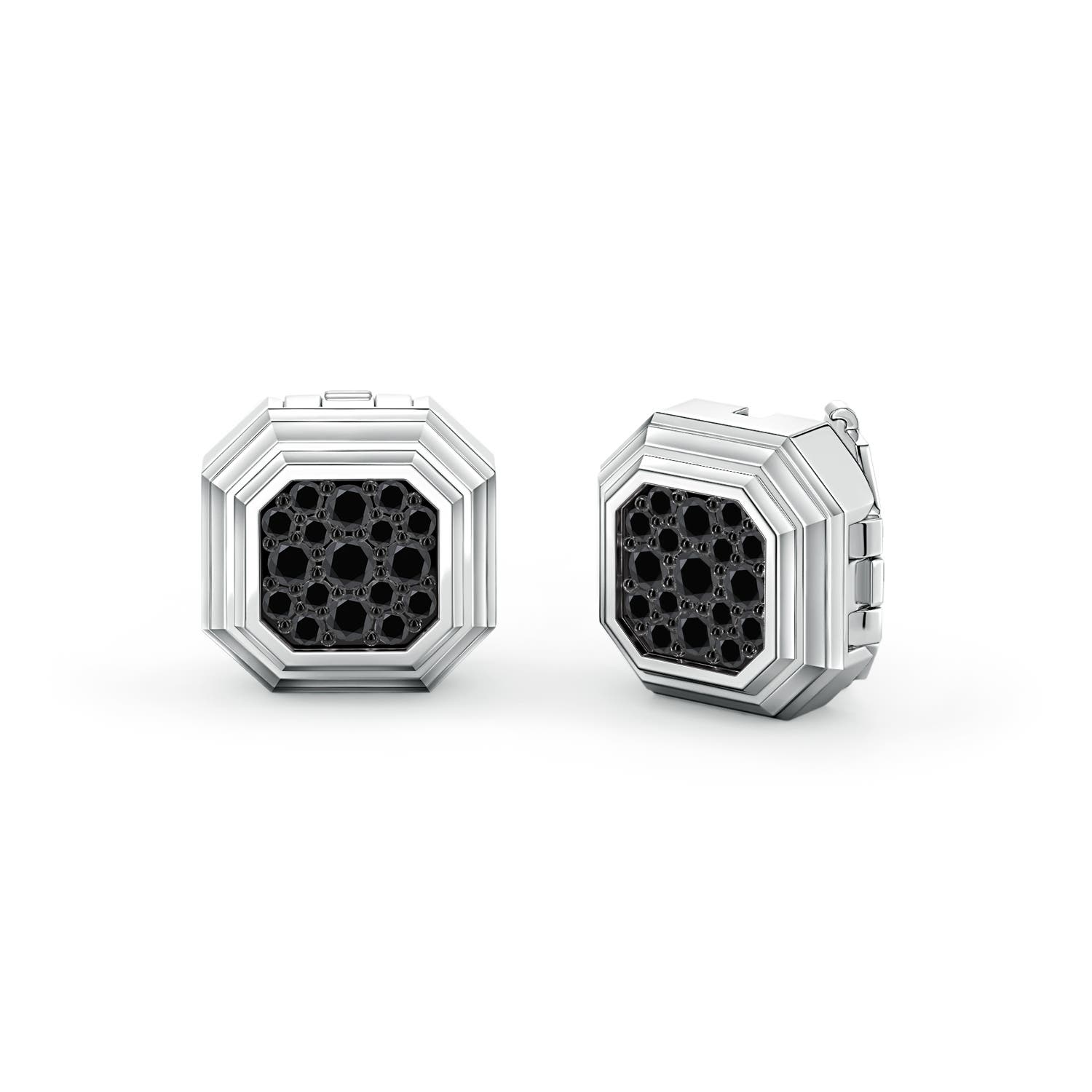 Pavé-Set Enhanced Black Diamond Men's Octagon Button Covers