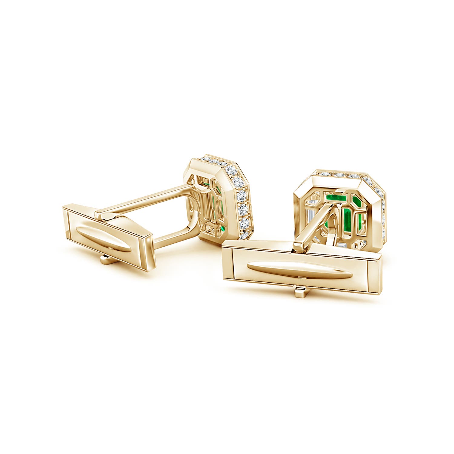 Square Emerald-Cut Lab-Grown Emerald Men's Cufflinks