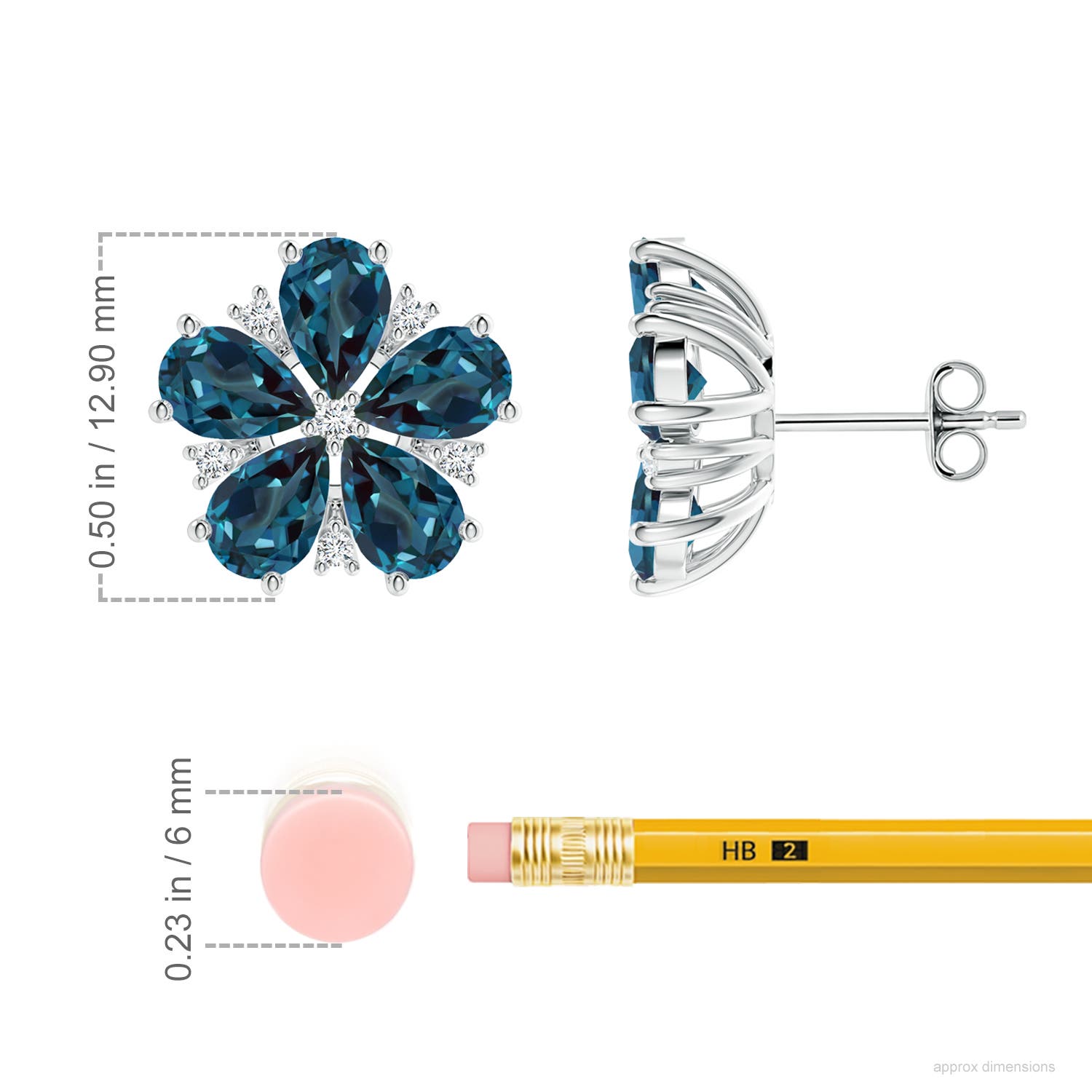 Pear-Shaped Lab-Grown Alexandrite and Diamond Stud Earrings