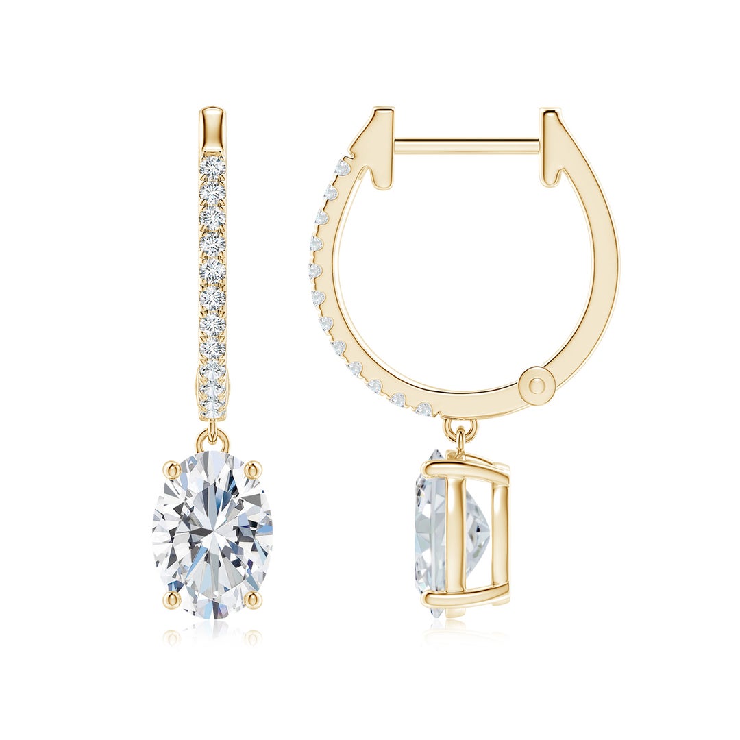 Oval Lab-Grown Diamond Hoop Drop Earrings with Accents