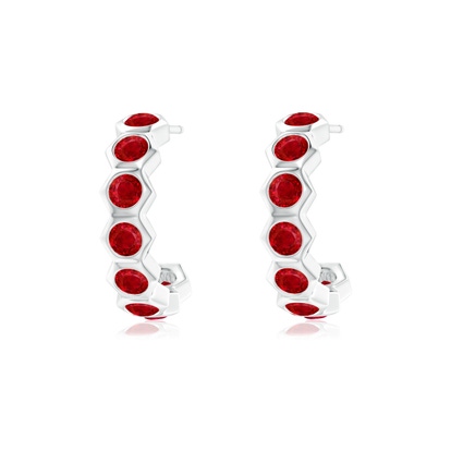 Shop Ruby Hoops Earrings for Women | Angara