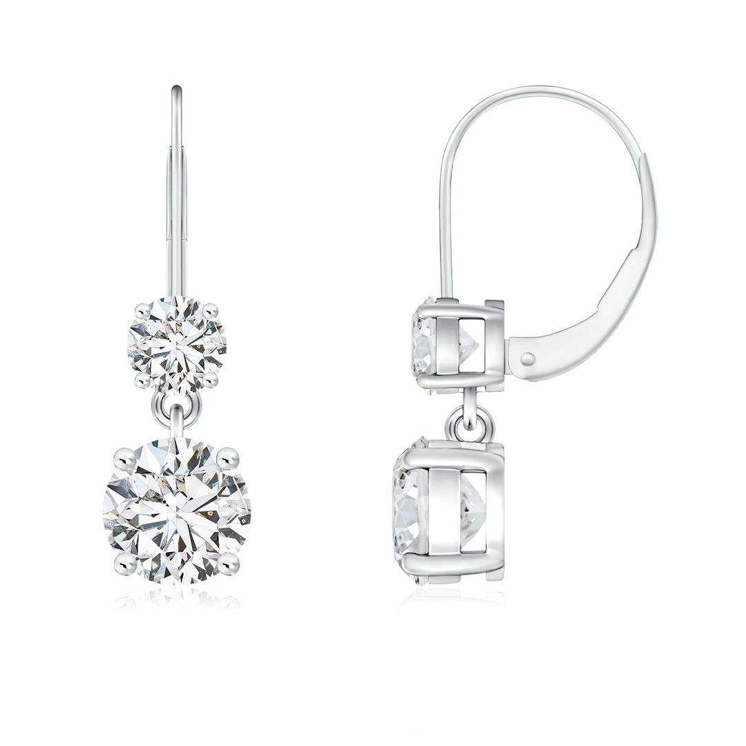 Round Diamond Leverback Dangle Earrings with Diamond
