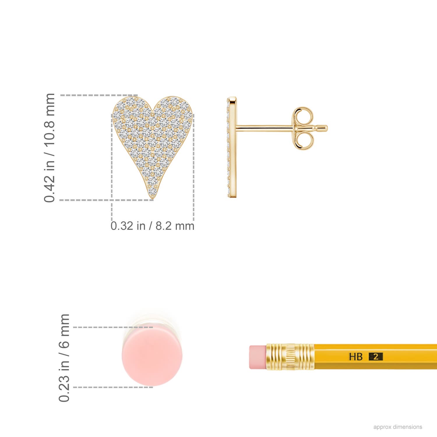 Pavé Diamond Elongated Heart Stud Earrings