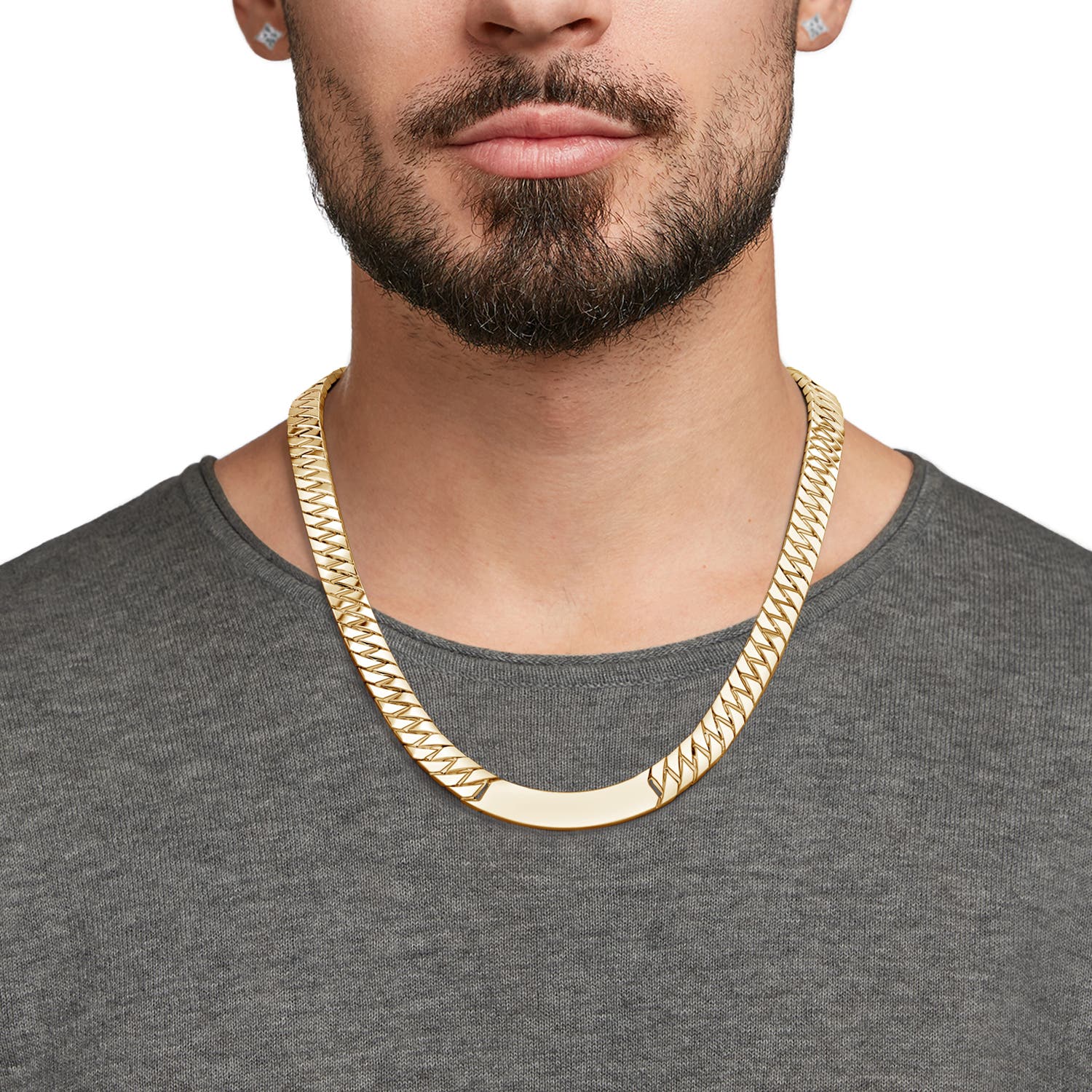 Men's Octagon-Shaped Link ID Necklace