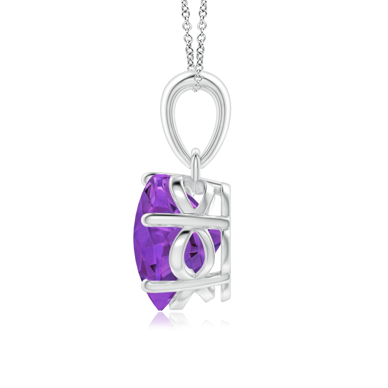 Classic Five-Petal Flower Amethyst Pendant
