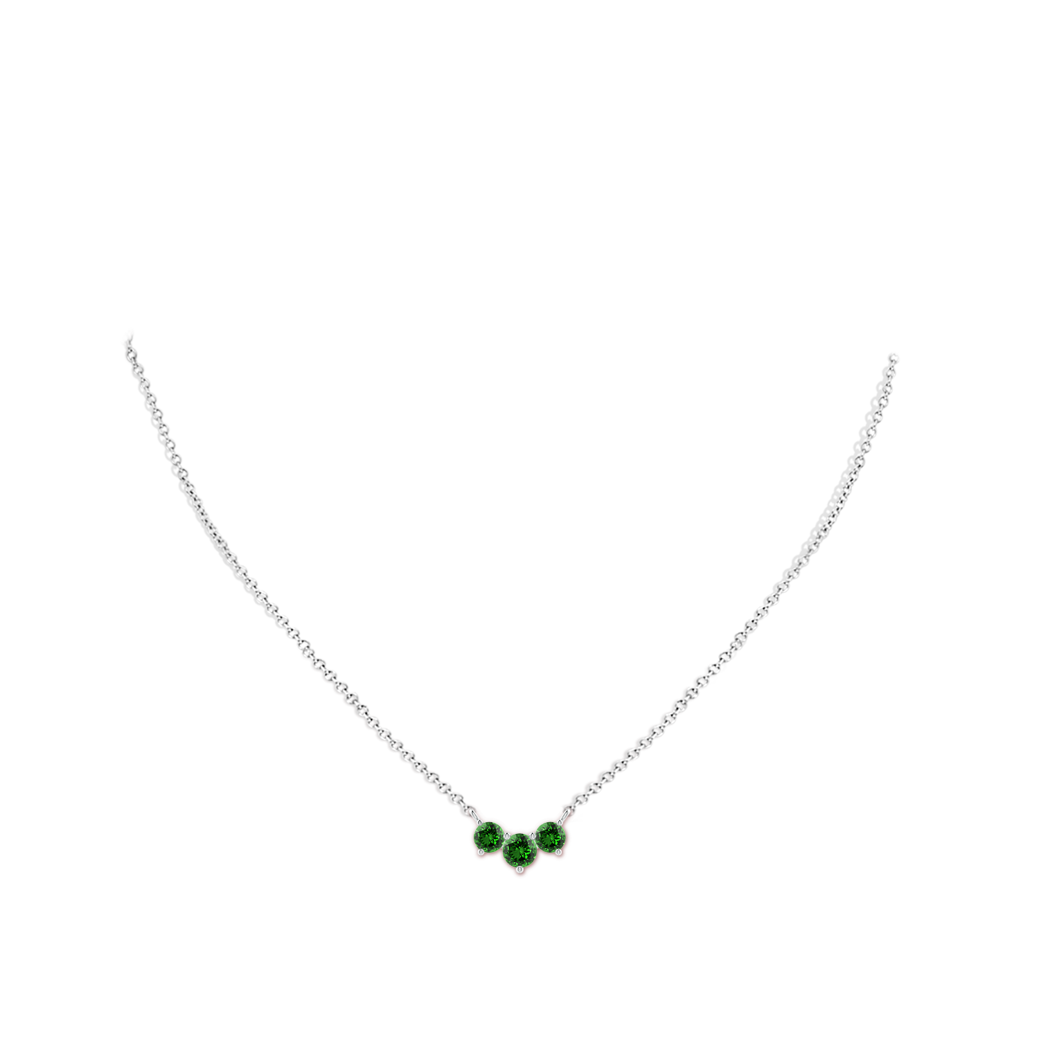 Classic Trio Round Lab-Grown Emerald Necklace