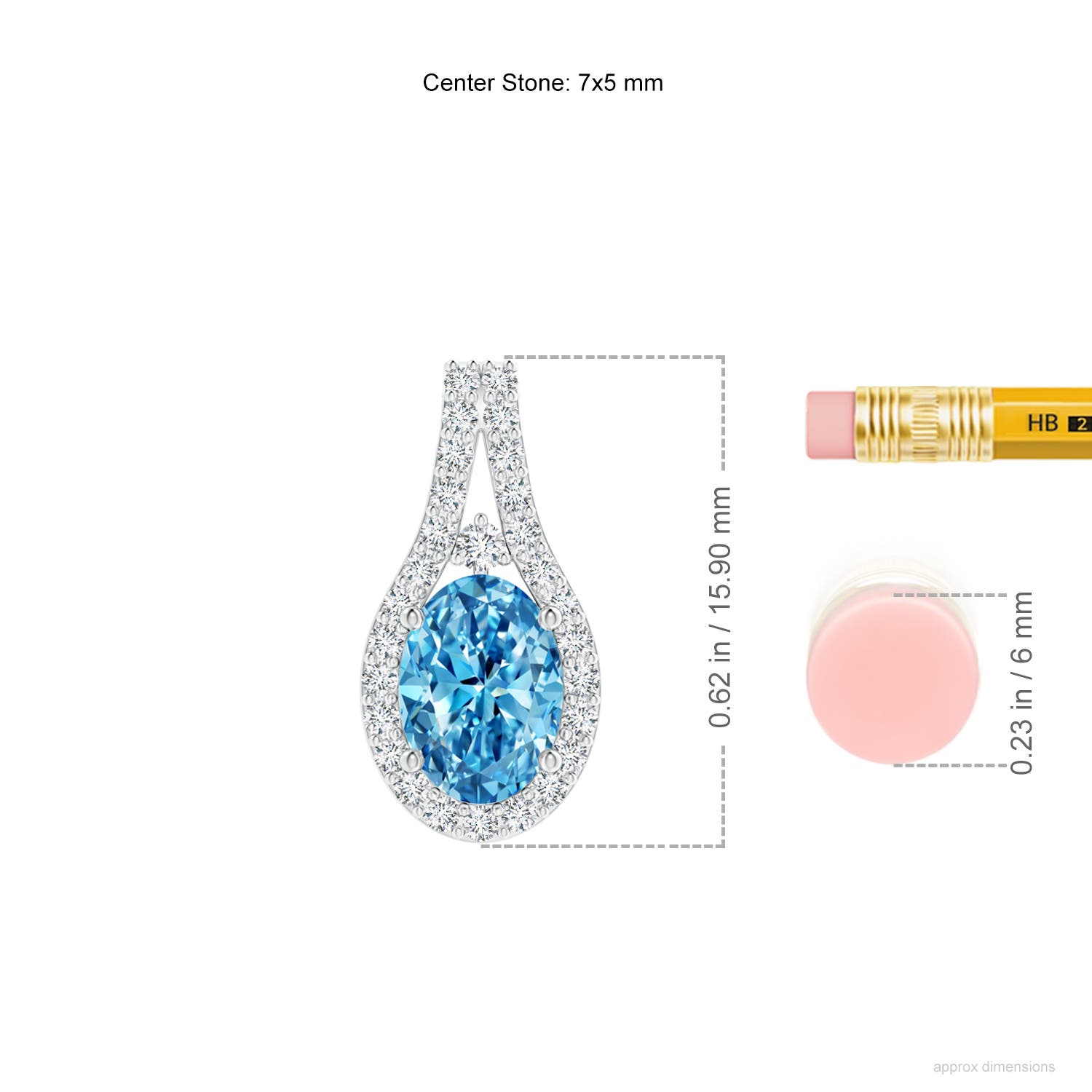 Classic Lab-Grown Fancy Intense Blue and White Diamond Halo Pendant