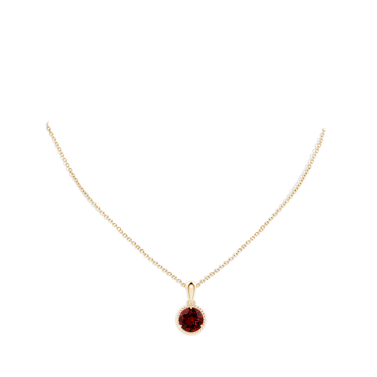 Lab-Grown Rope-Framed Claw-Set Ruby Solitaire Pendant