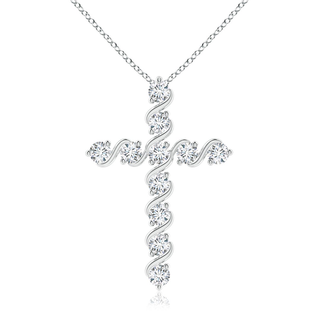 Lab-Grown Prong and Bar Set Diamond Cross Pendant