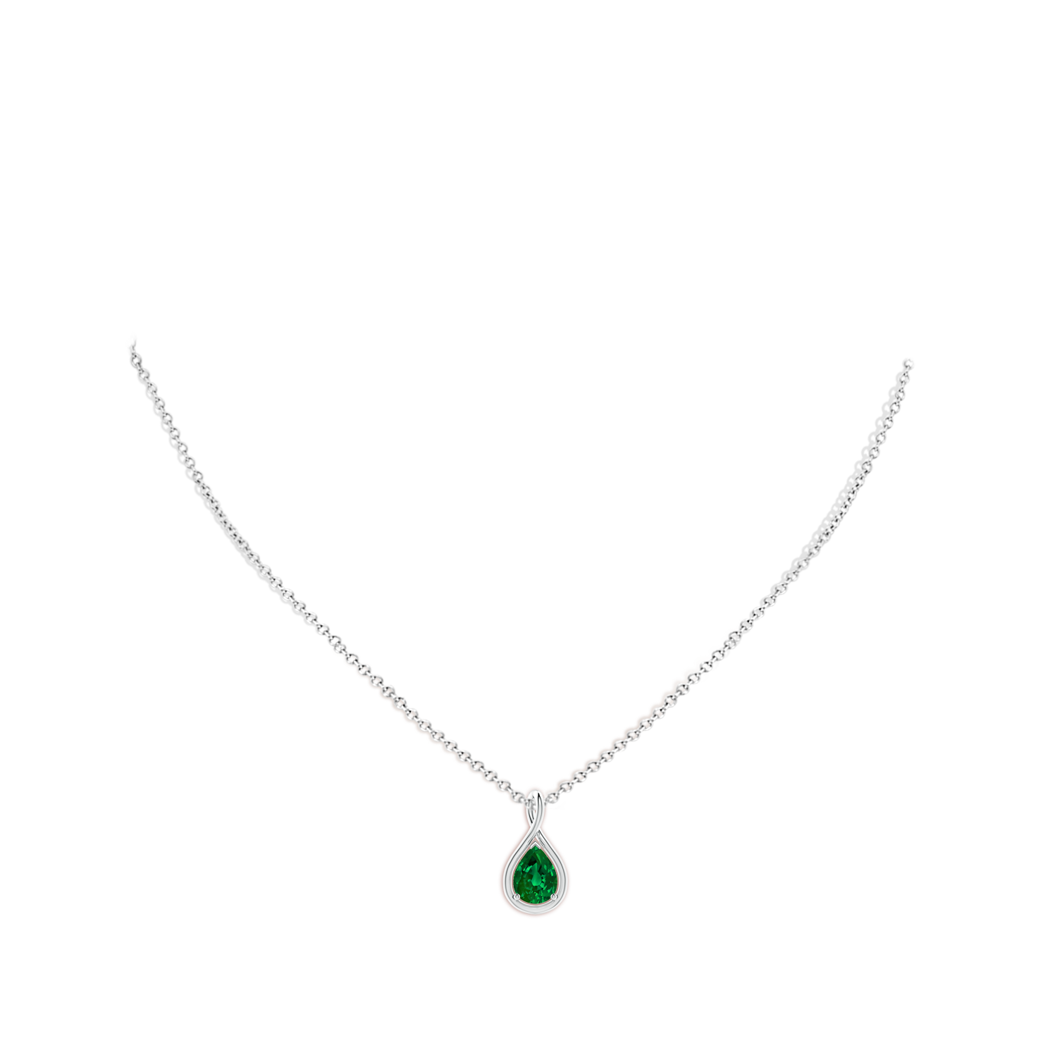 Lab-Grown Solitaire Pear Emerald Twist Bale Pendant