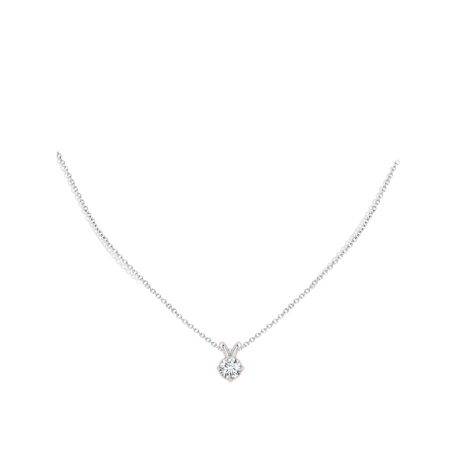 Round Prong-Set Lab-Grown Diamond Solitaire V-Bale Pendant