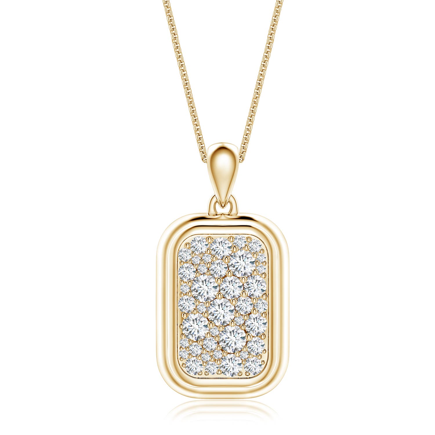 Pavé-Set Lab-Grown Diamond Men’s Rounded Rectangle Tag Pendant