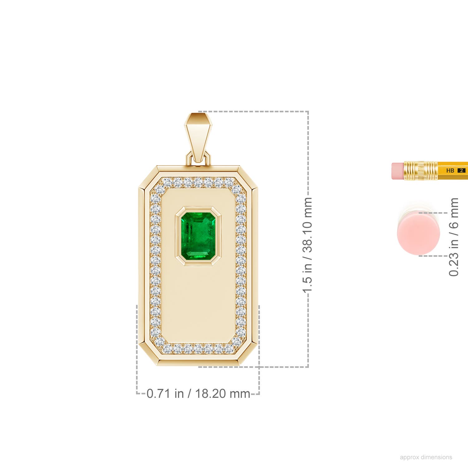 Emerald-Cut Lab-Grown Emerald Halo Men's Elongated Octagon Tag Pendant