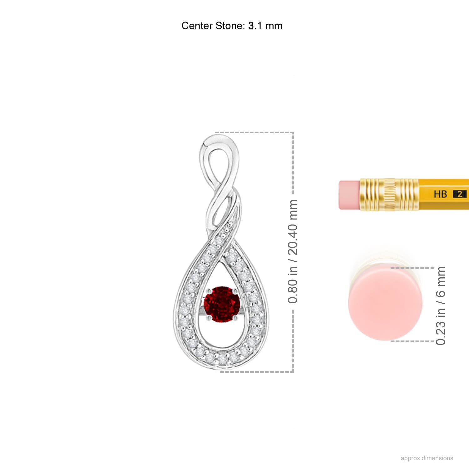 Dancing Ruby Infinity Loop Pendant with Diamonds