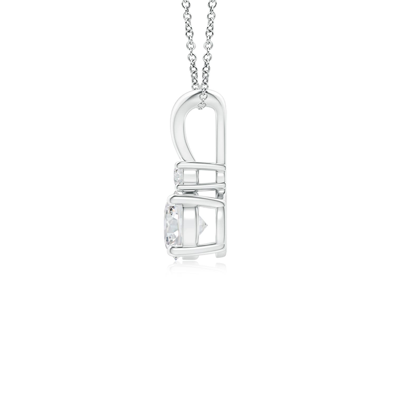 Round Diamond Solitaire V-Bale Pendant with Diamond Accent