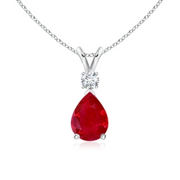 Inverted Pear Ruby Necklace with Diamonds