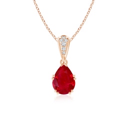 Inverted Pear Ruby Necklace with Diamonds