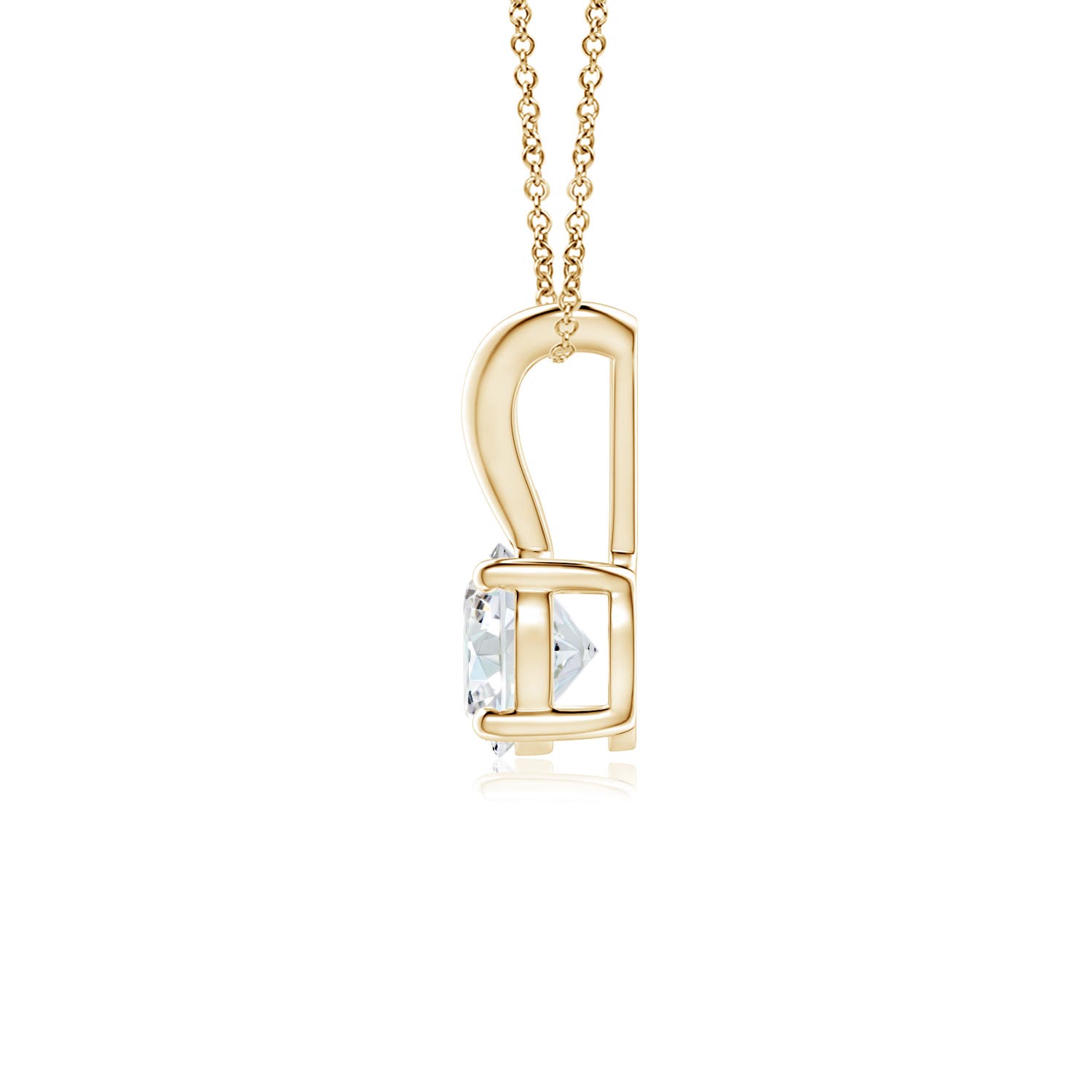 Prong-Set Round Diamond Solitaire V-Bale Pendant