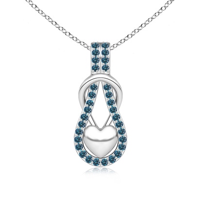 Blue Diamond Infinity Knot Pendant with Puffed Heart