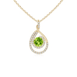 Floating Peridot Heart Pendant with Diamond Halo | Angara