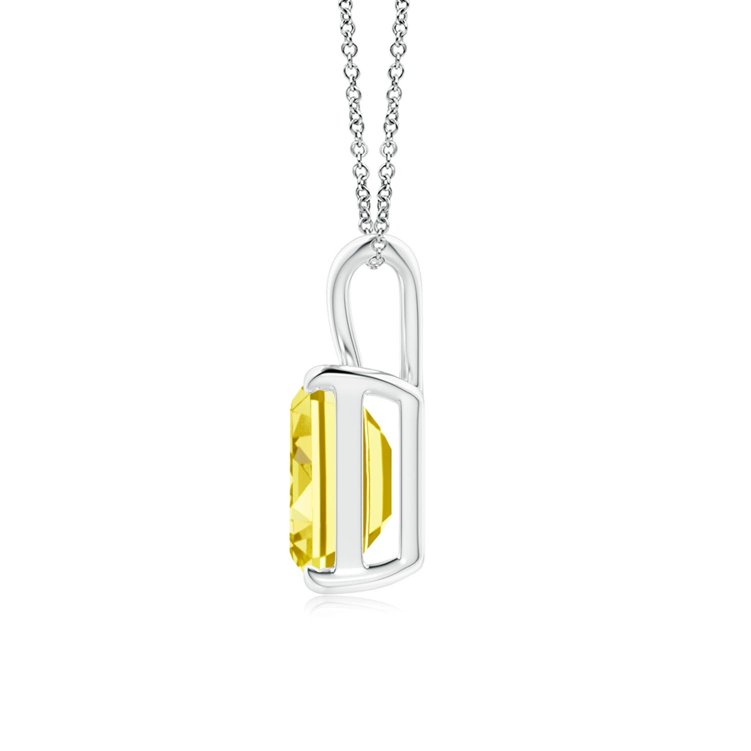 Emerald-Cut Fancy Intense Yellow Diamond Solitaire V-Bale Pendant