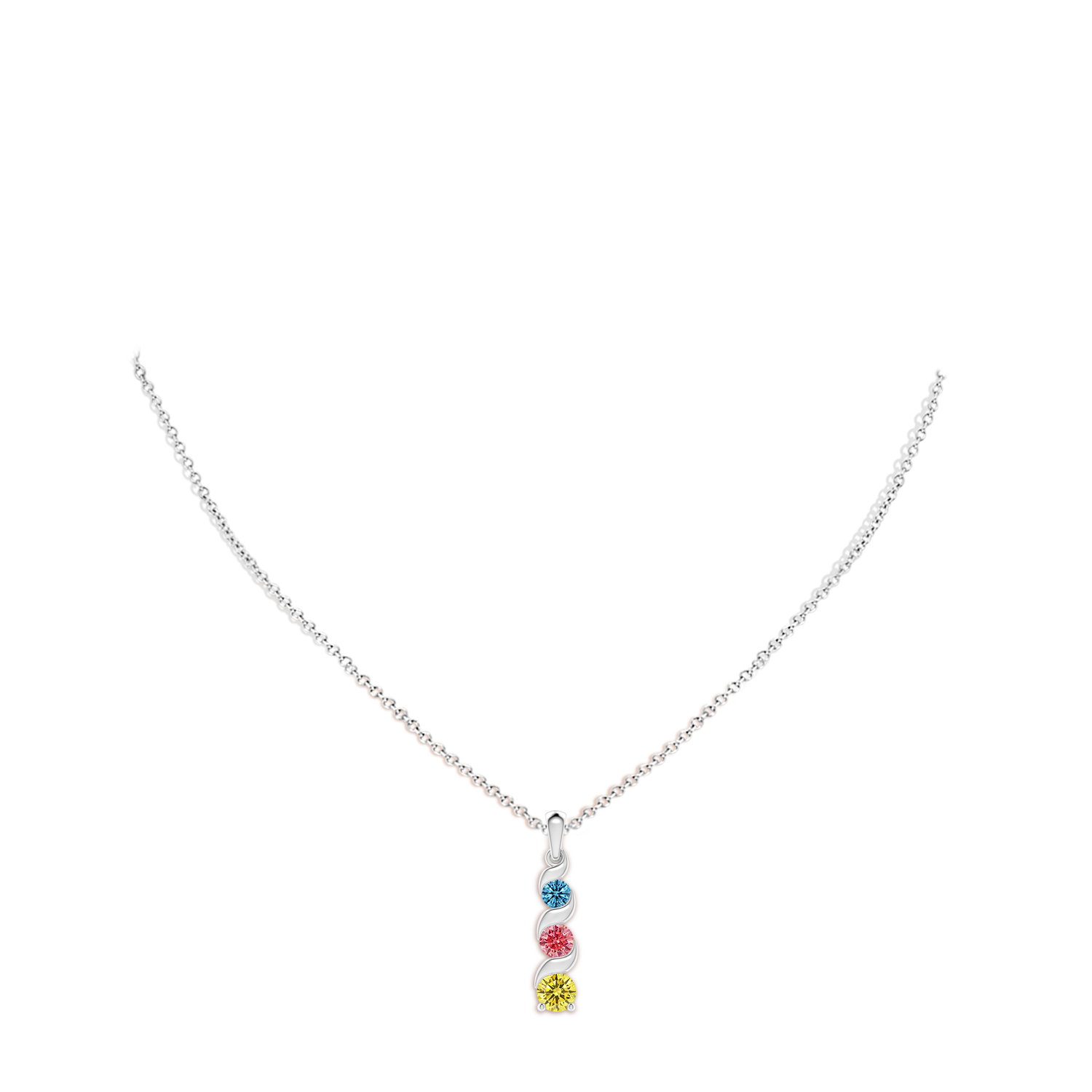 Channel-Set Round Fancy Intense Multi-Colour Diamond Three Stone ...