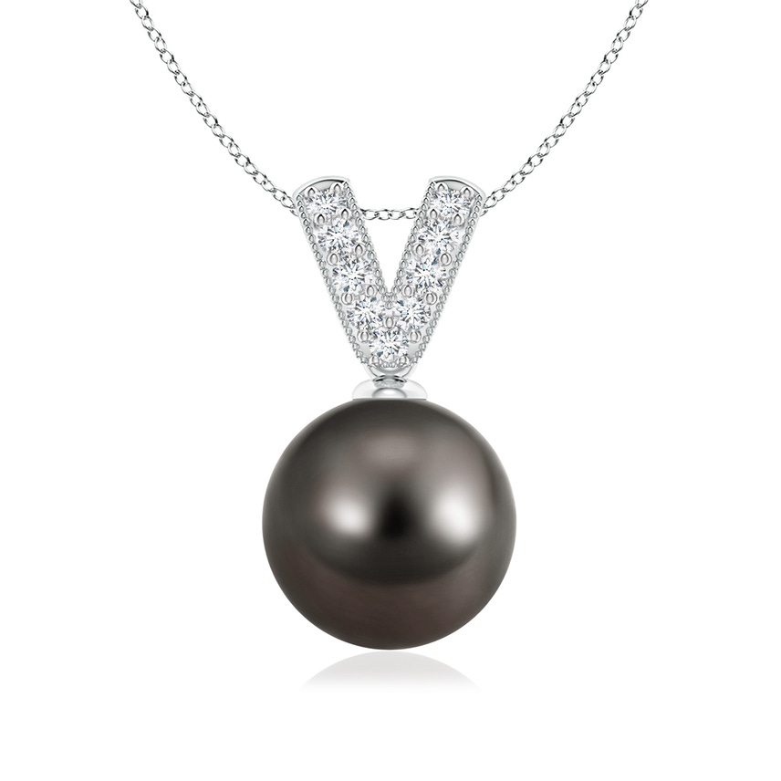 Tahitian Pearl & Diamond V-Bale Pendant | Angara