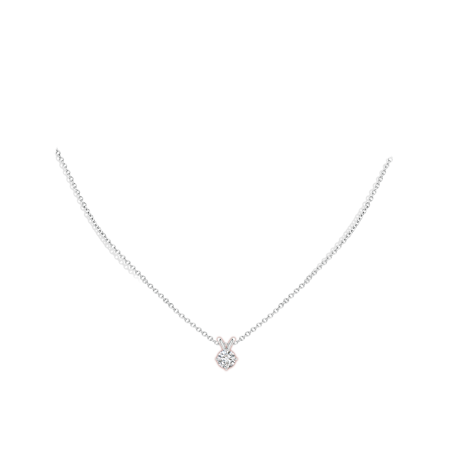 Round Prong-Set Diamond Solitaire V-Bale Pendant