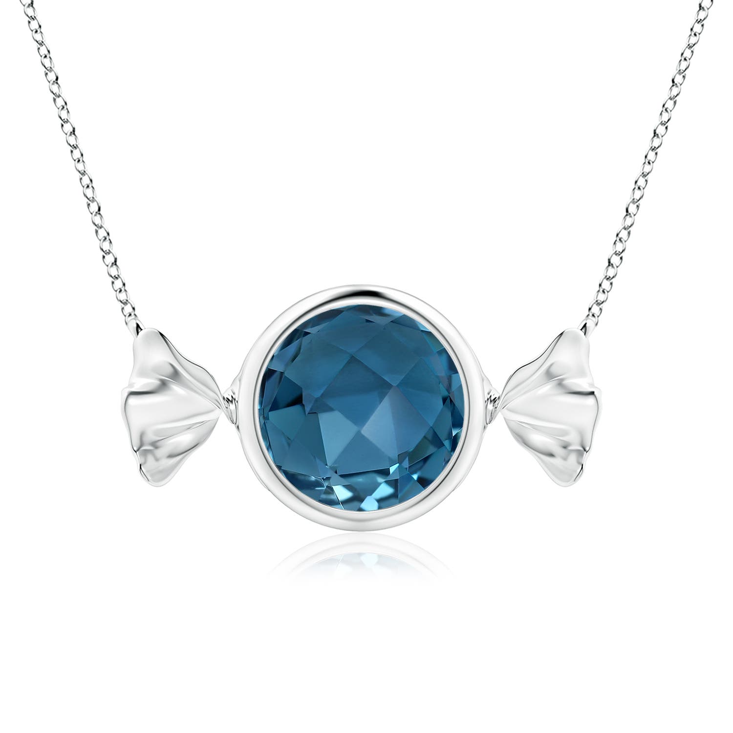 4mm AAA Floating London Blue Topaz Tulip Pendant with Diamonds in White ...