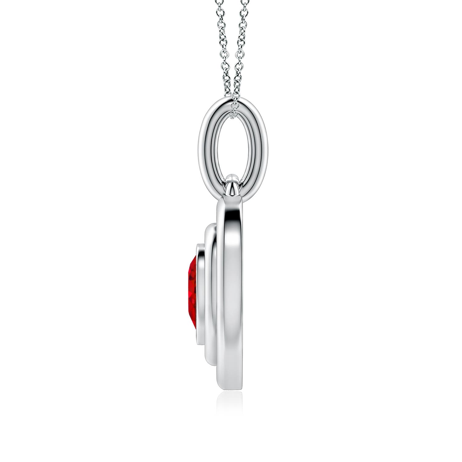 Bezel-Set Ruby Three-Step Heart Solitaire Pendant