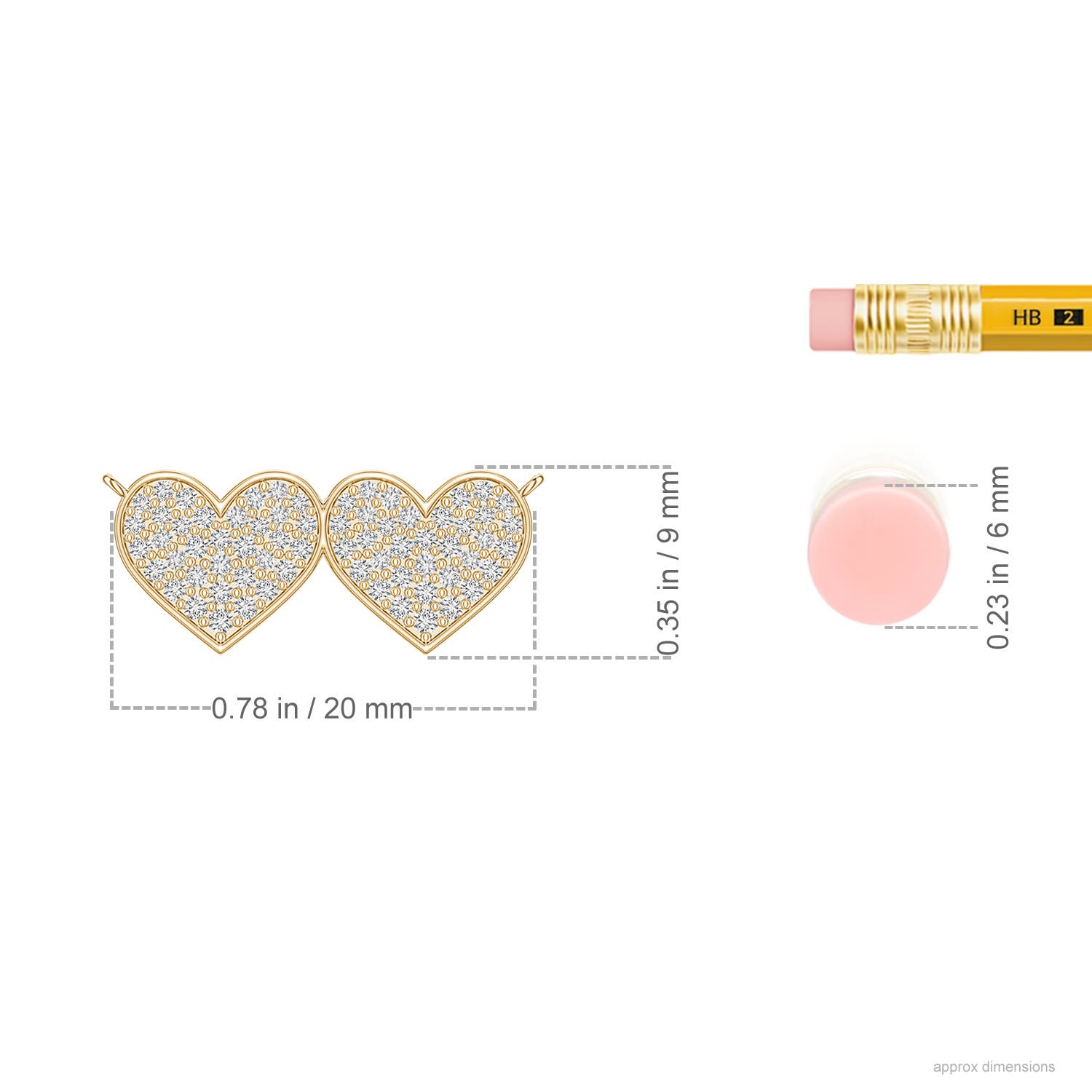 Pavé Diamond Double Heart Pendant