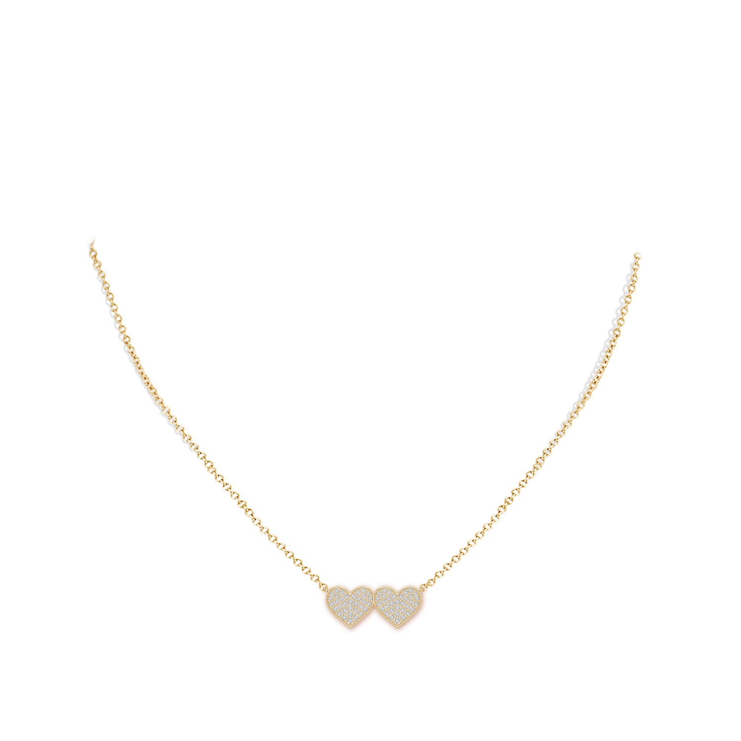 Pavé Diamond Double Heart Pendant