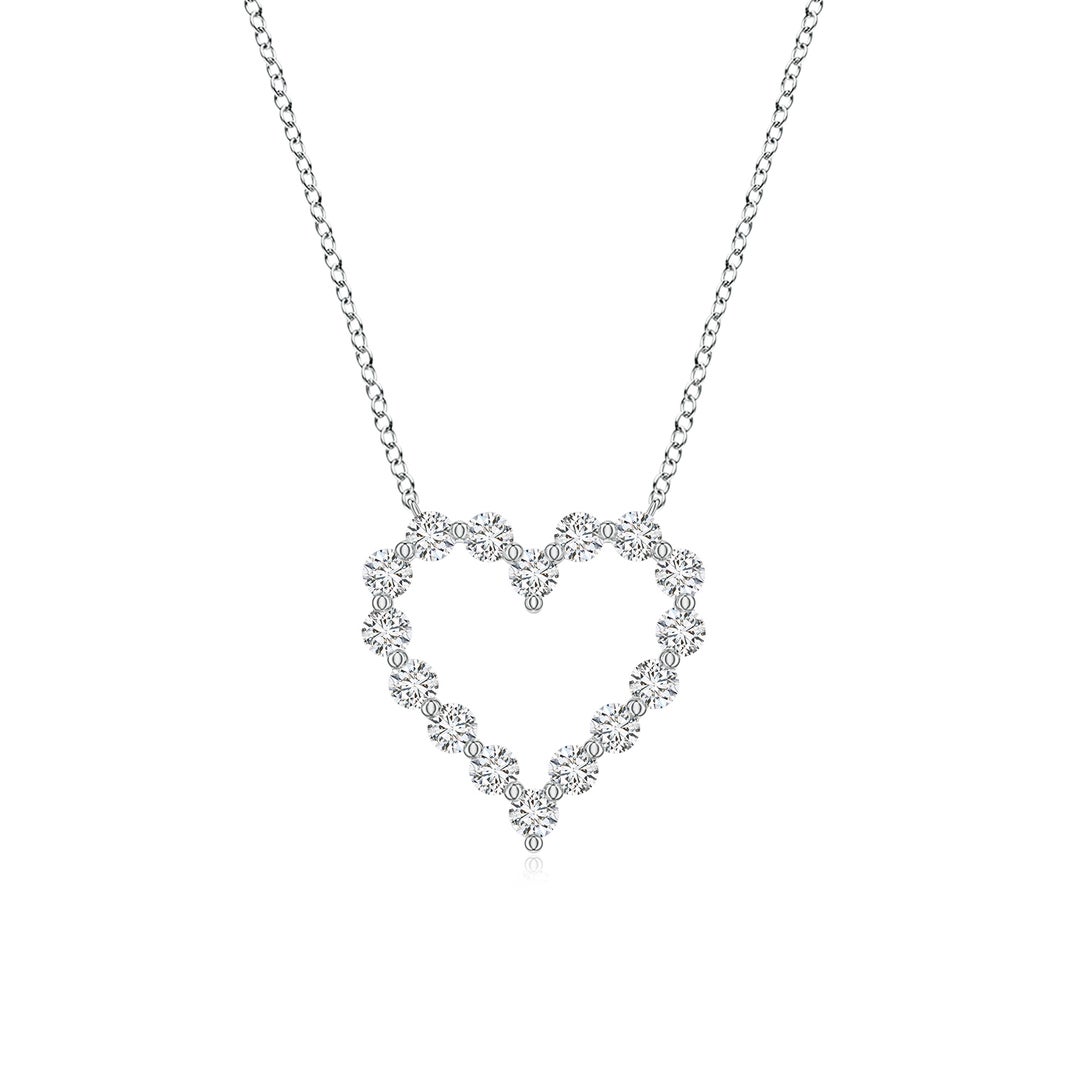 Single Prong-Set Diamond Open Heart Pendant