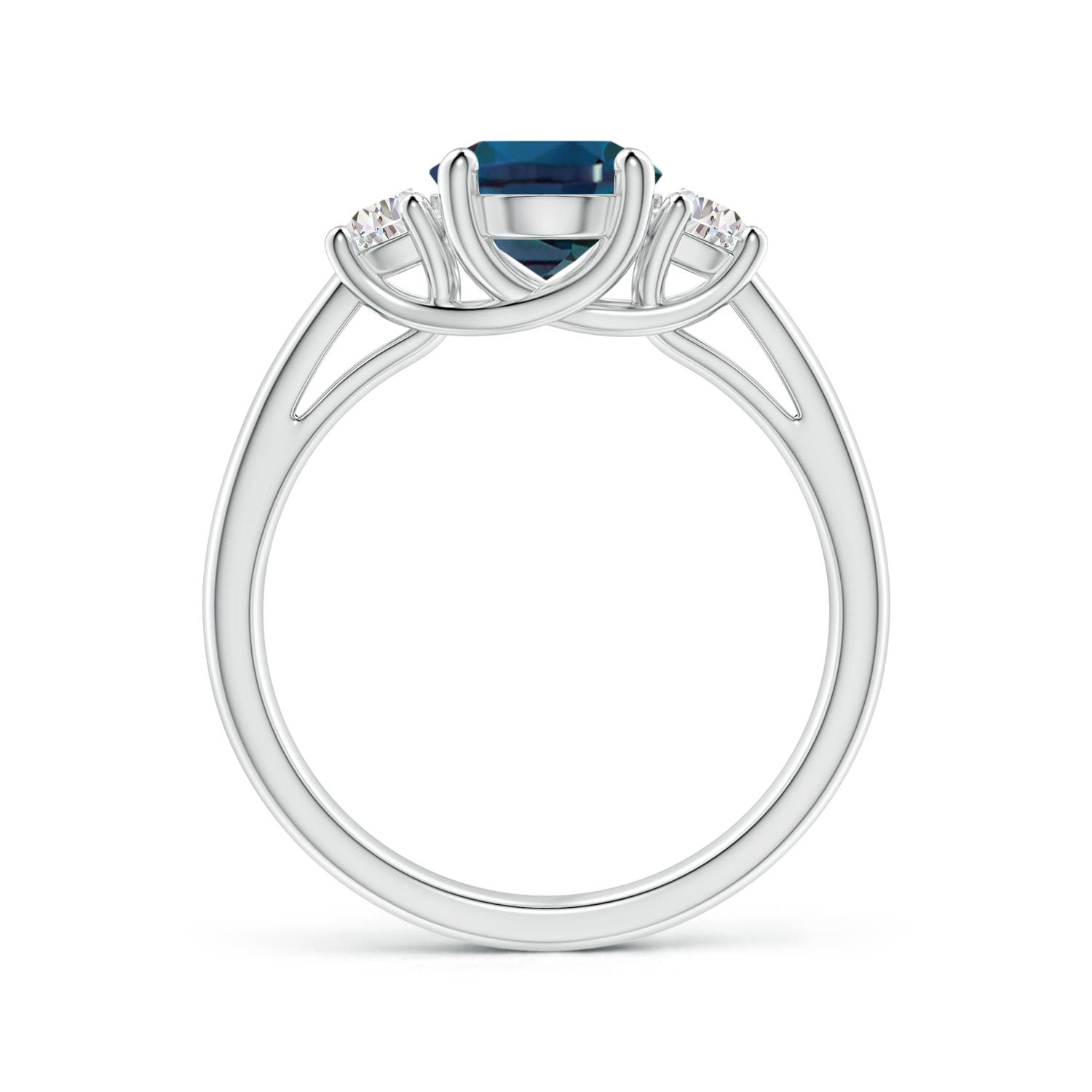 Oval Lab-Grown Alexandrite Ring with Half Moon Diamonds