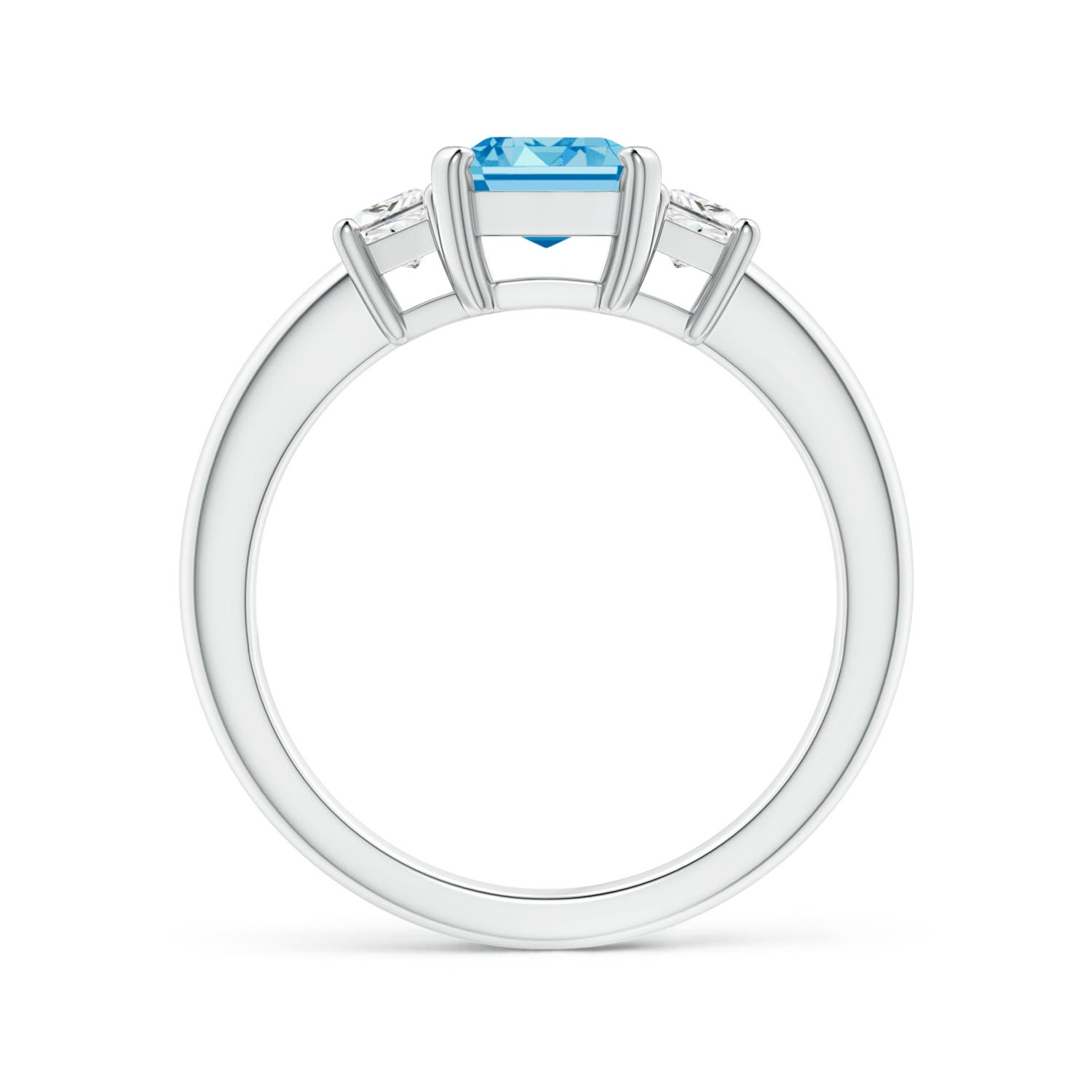 Lab-Grown Fancy Intense Blue Emerald-Cut and White Trapezoid Diamond ...
