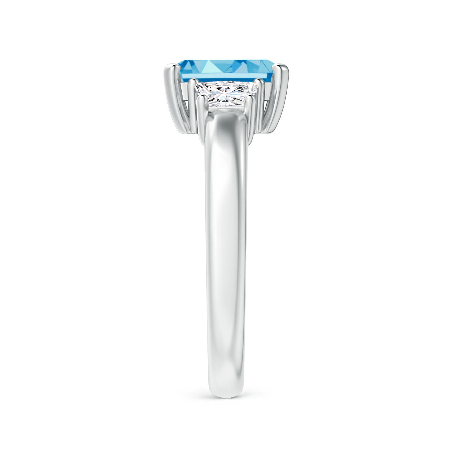 Lab-Grown Fancy Intense Blue Emerald-Cut and White Trapezoid Diamond ...