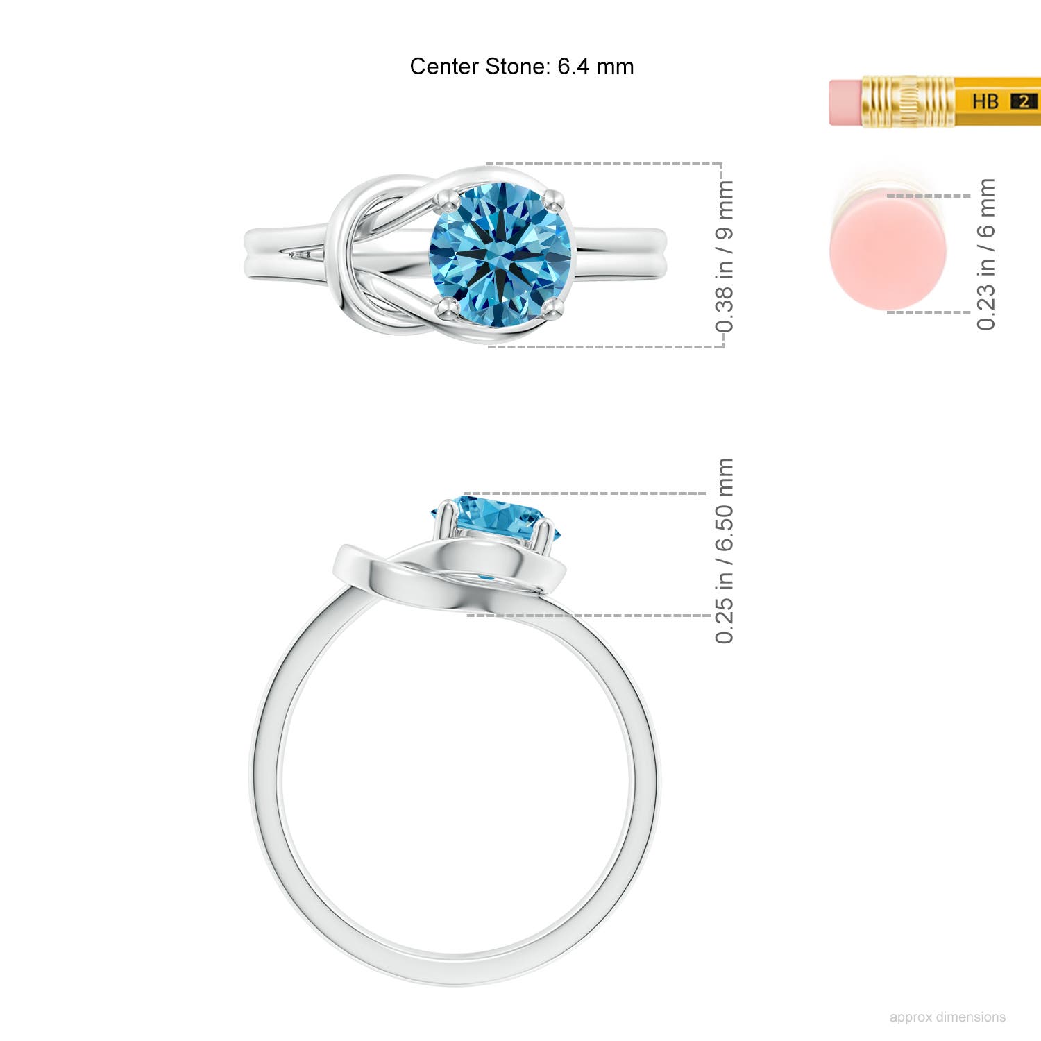 Solitaire Lab-Grown Fancy Intense Blue Diamond Infinity Knot Engagement ...
