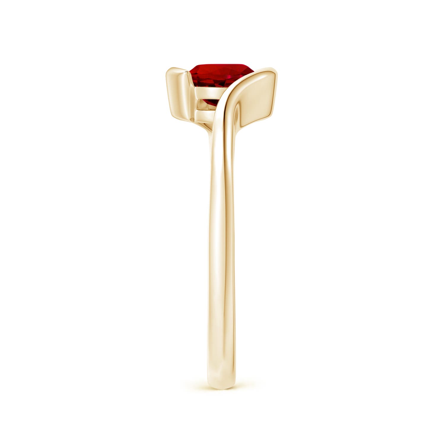 Lab-Grown Semi Bezel-Set Solitaire Round Ruby Bypass Ring